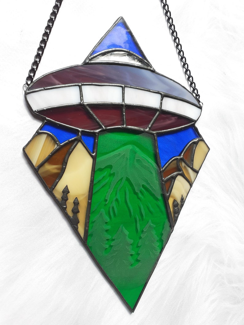 UFO Suncatcher Ufo Stained Glass Stained Glass Window - Etsy