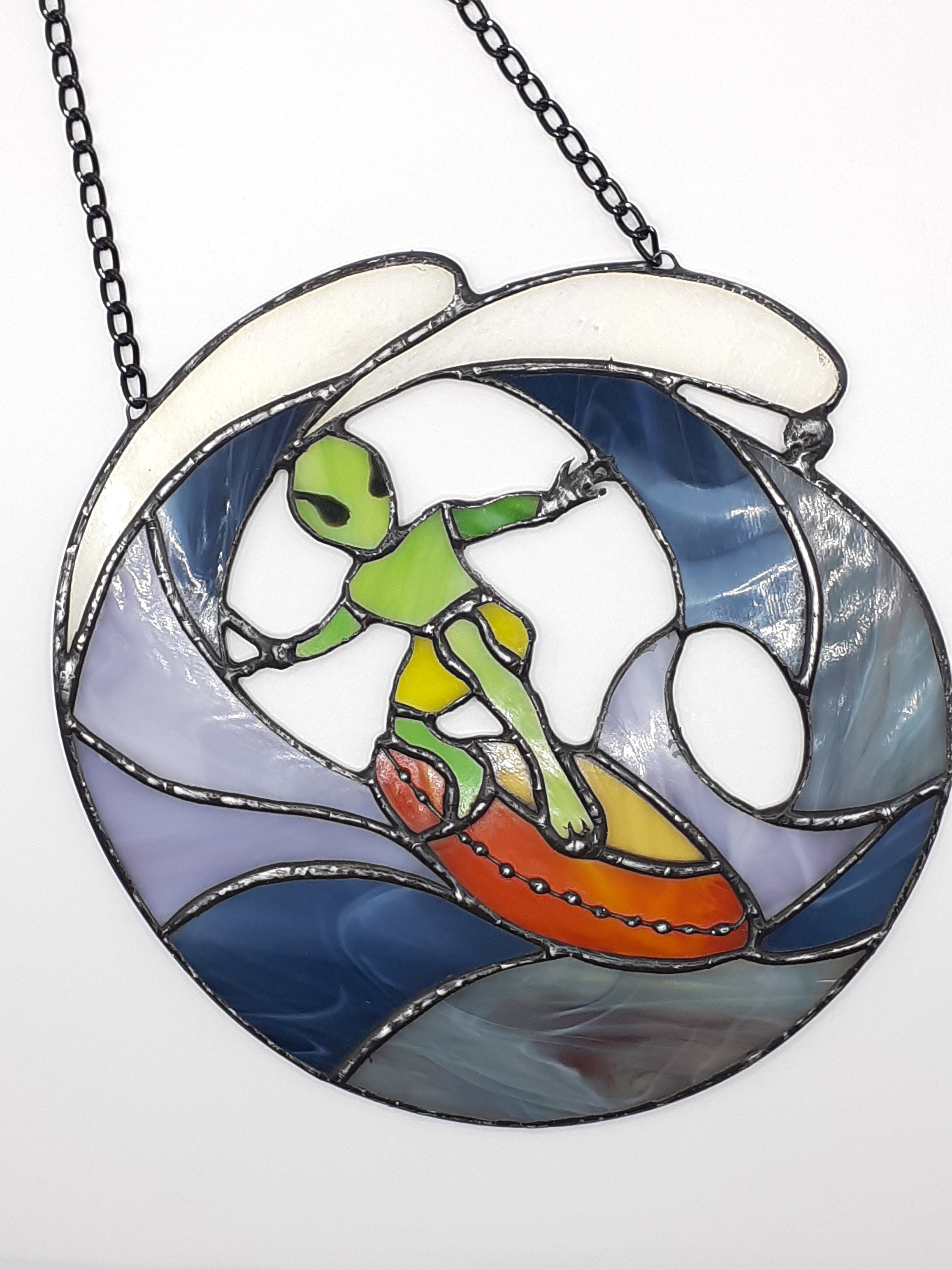 UFO Suncatcher, Ufo Stained Glass, Stained Glass Window Hangings, Ocean ...