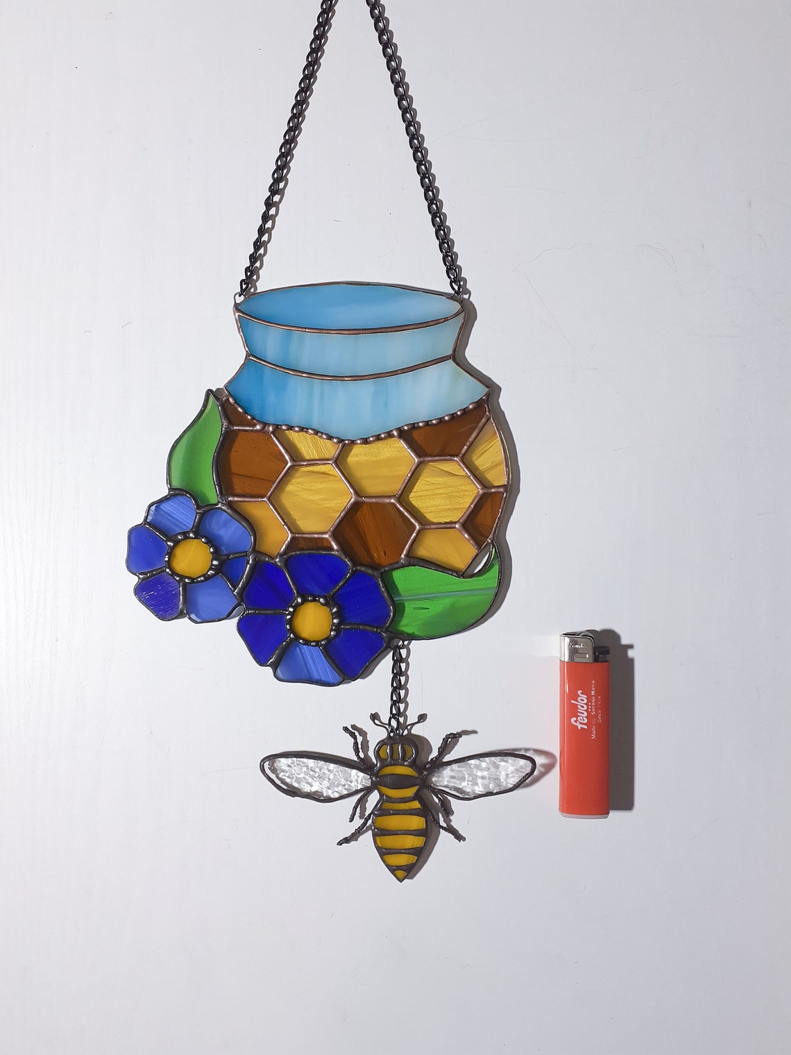 Bee Stained Glass Daffodil Stained Glass Bee Suncatcher - Etsy