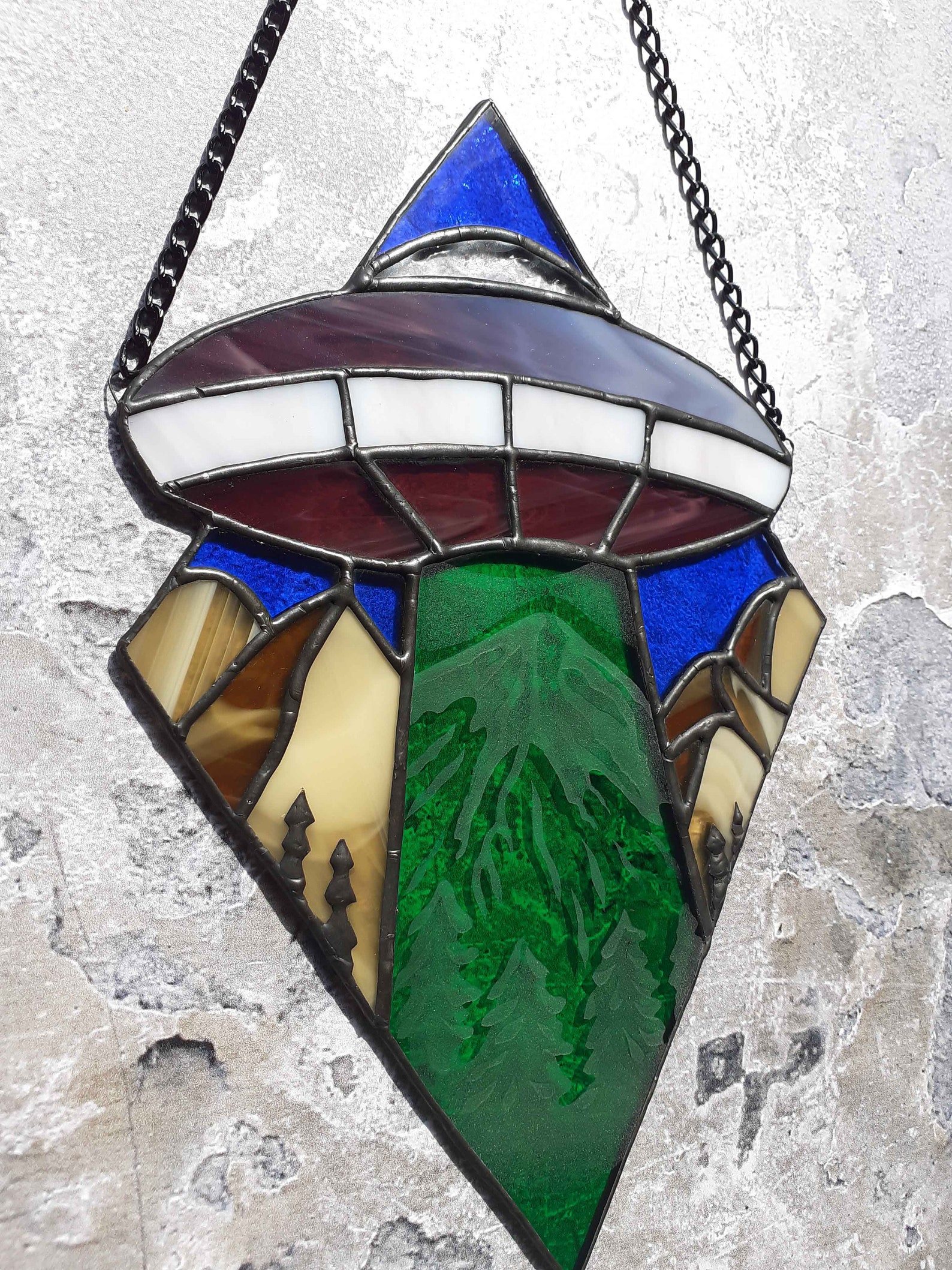 UFO Suncatcher Ufo Stained Glass Stained Glass Window - Etsy