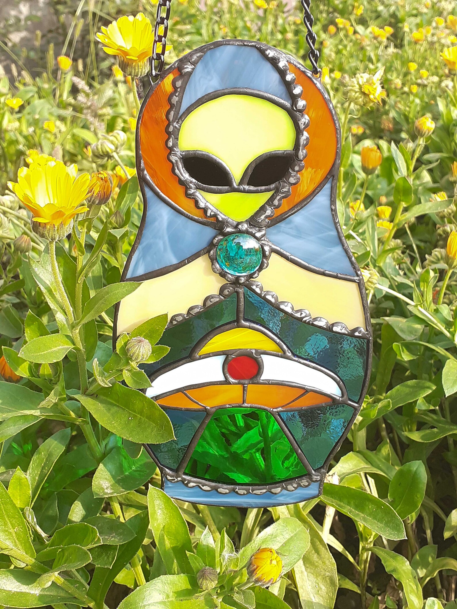 UFO Suncatcher Ufo Stained Glass Stained Glass Window - Etsy
