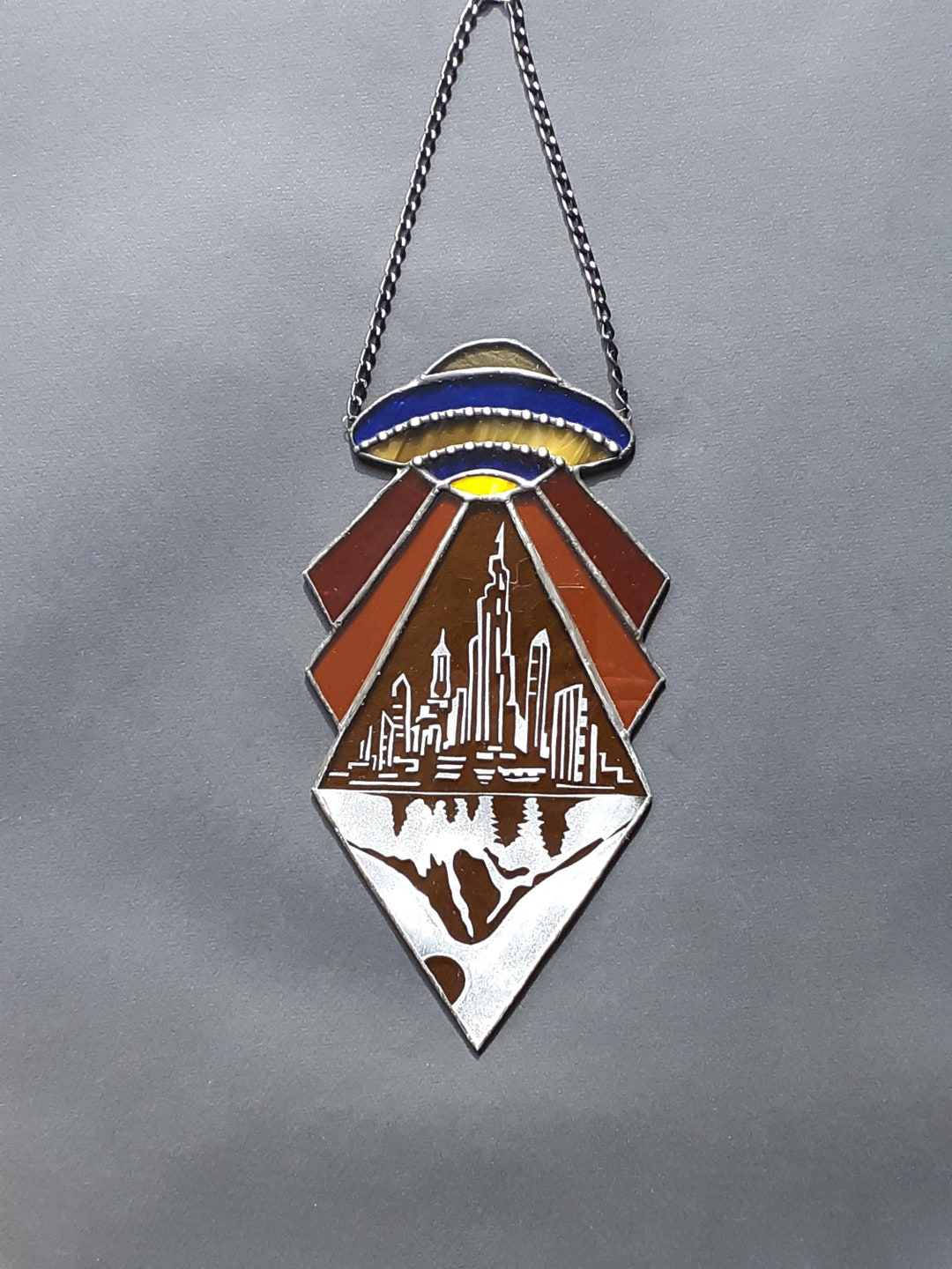 UFO Suncatcher Ufo Stained Glass Stained Glass Window - Etsy