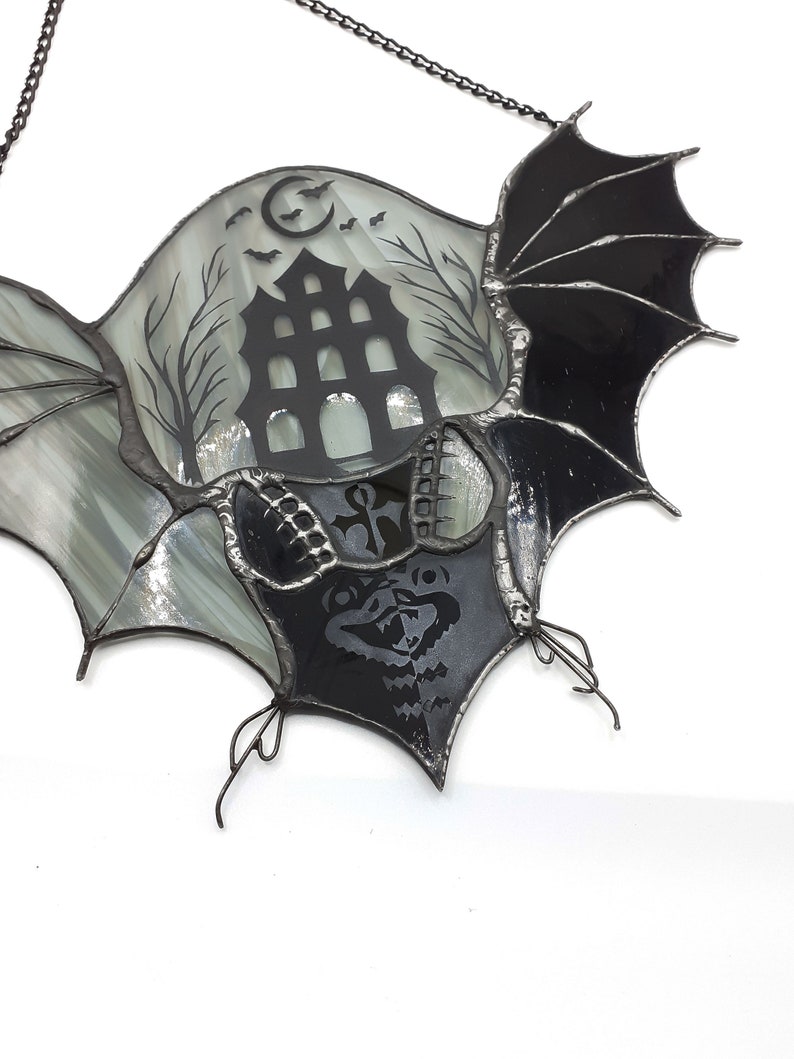 Stained Glass Bat, Stained Glass Window Hanging Bats, Flock of Bats ...