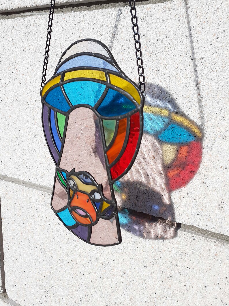 UFO Stained Glass Stained Glass Cow Alien Ufo Suncatcher - Etsy