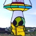 UFO Stained Glass, Stained Glass Window Hangings, Ufo Suncatcher, Alien ...