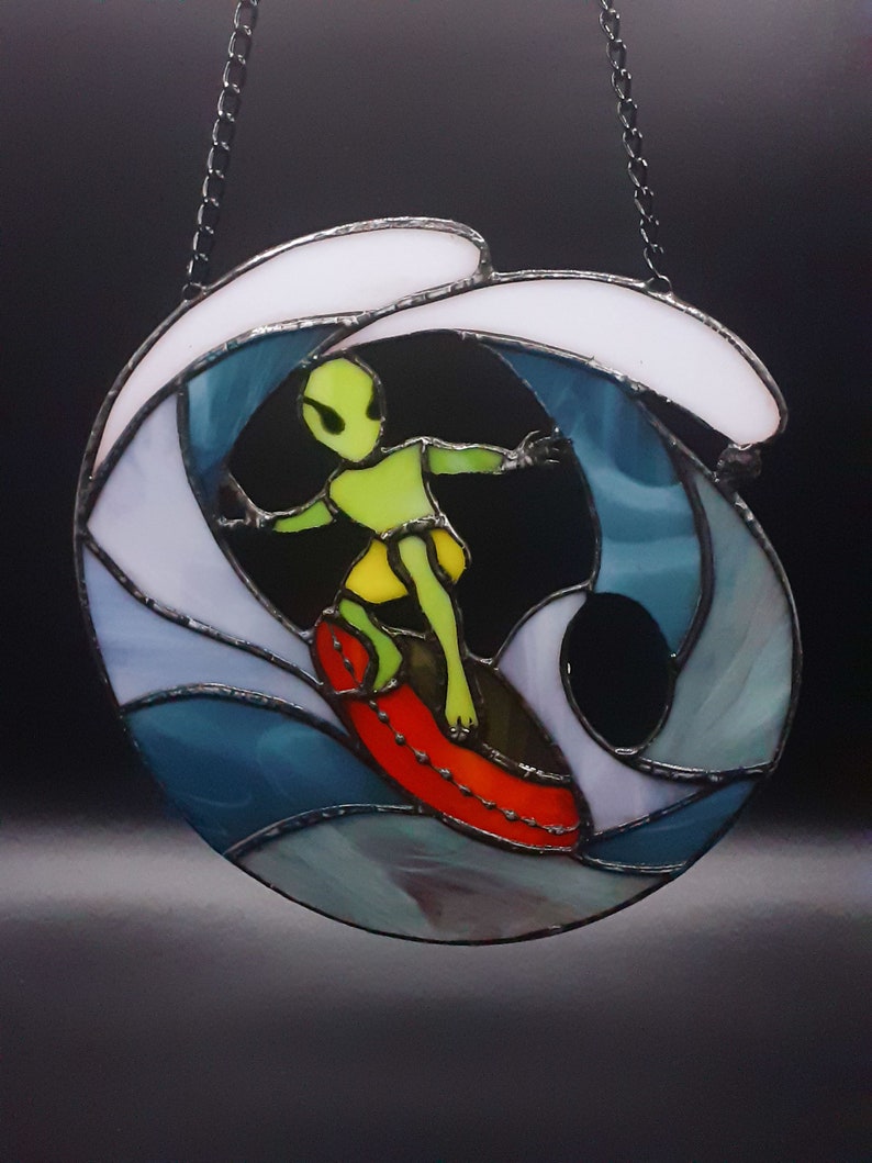 UFO Suncatcher, Ufo Stained Glass, Stained Glass Window Hangings, Ocean ...