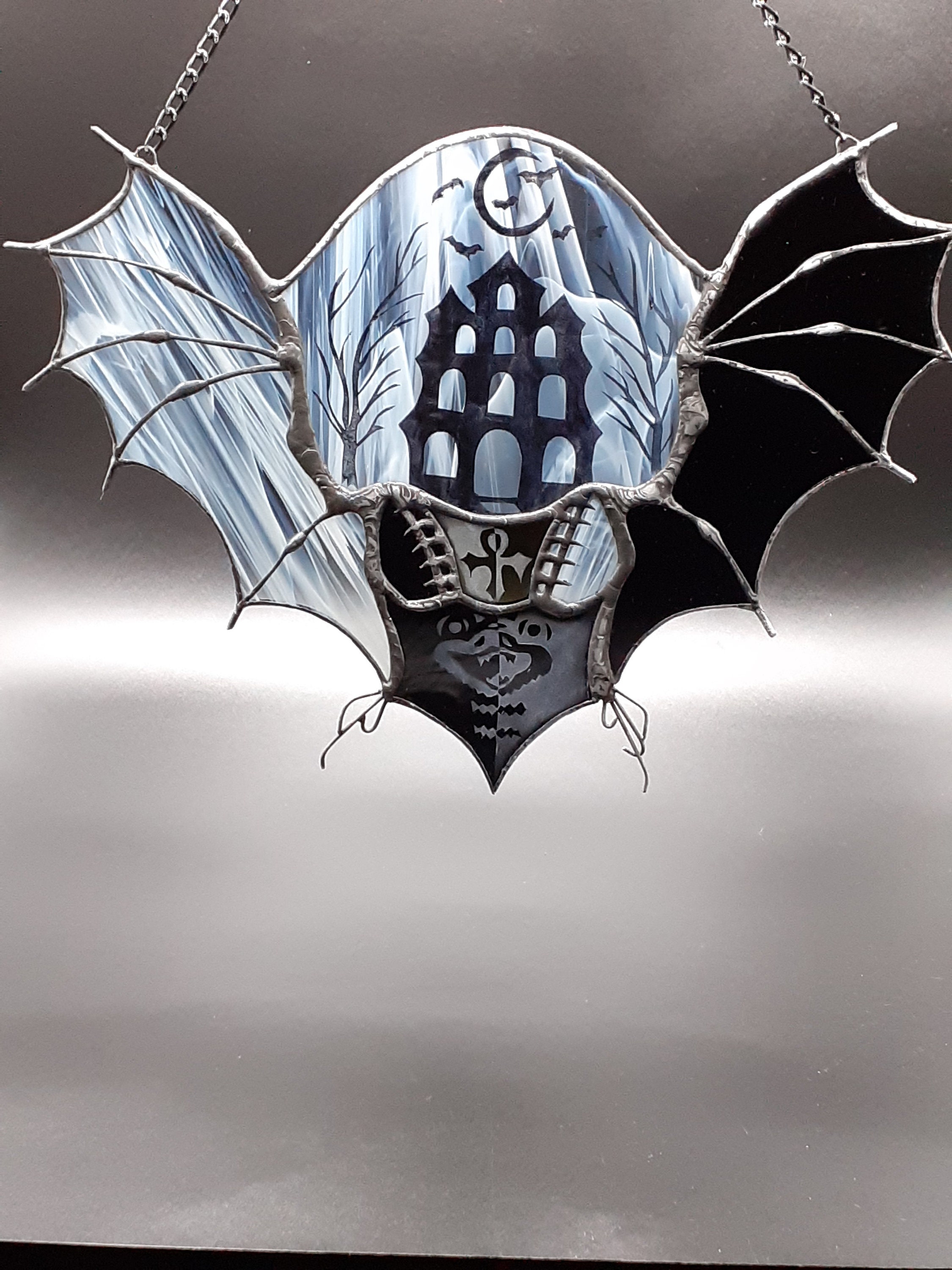 Stained Glass Bat, Stained Glass Window Hanging Bats, Flock of Bats ...