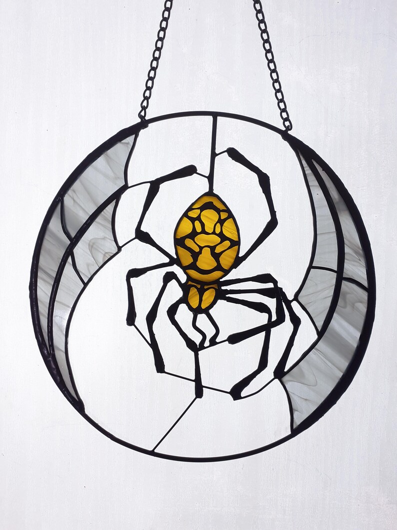 Gothic Stained Glass Spider Suncatcher Goth Decor Spider Web - Etsy