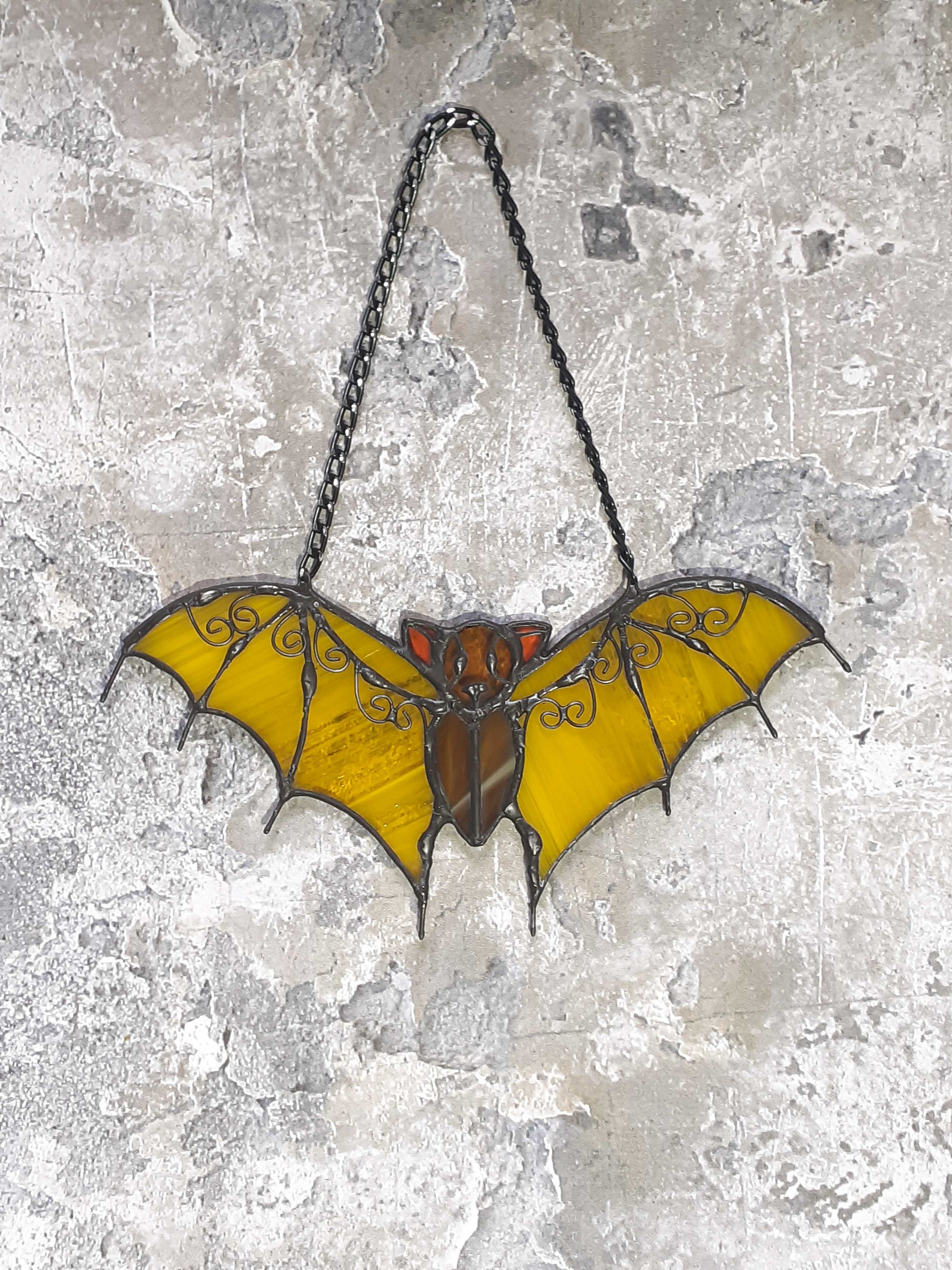 Stained Glass Bat, Stained Glass Window Hanging Bats, Flock of Bats ...