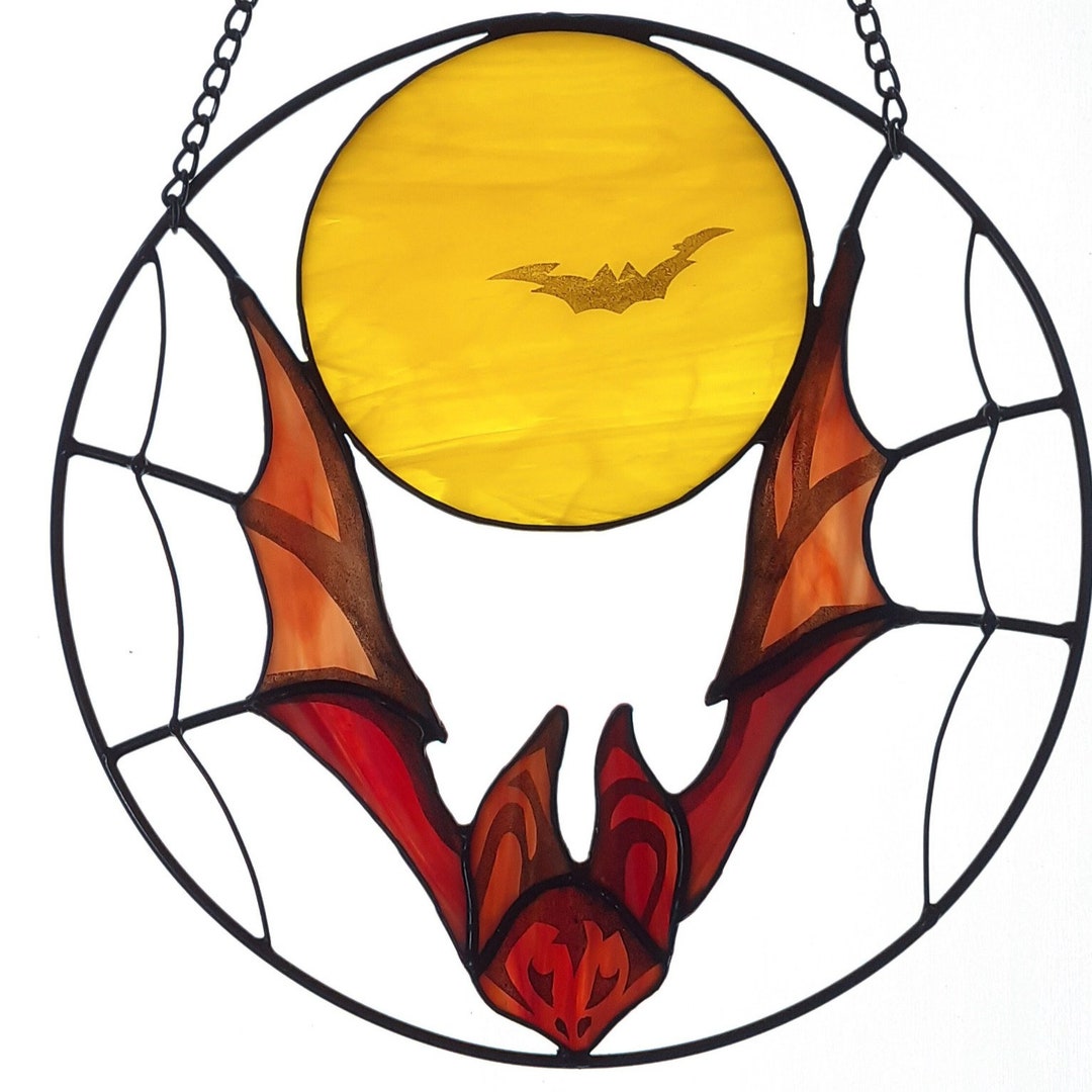 Stained Glass Bat, Stained Glass Window Hanging Bats, Flock of Bats Bat ...