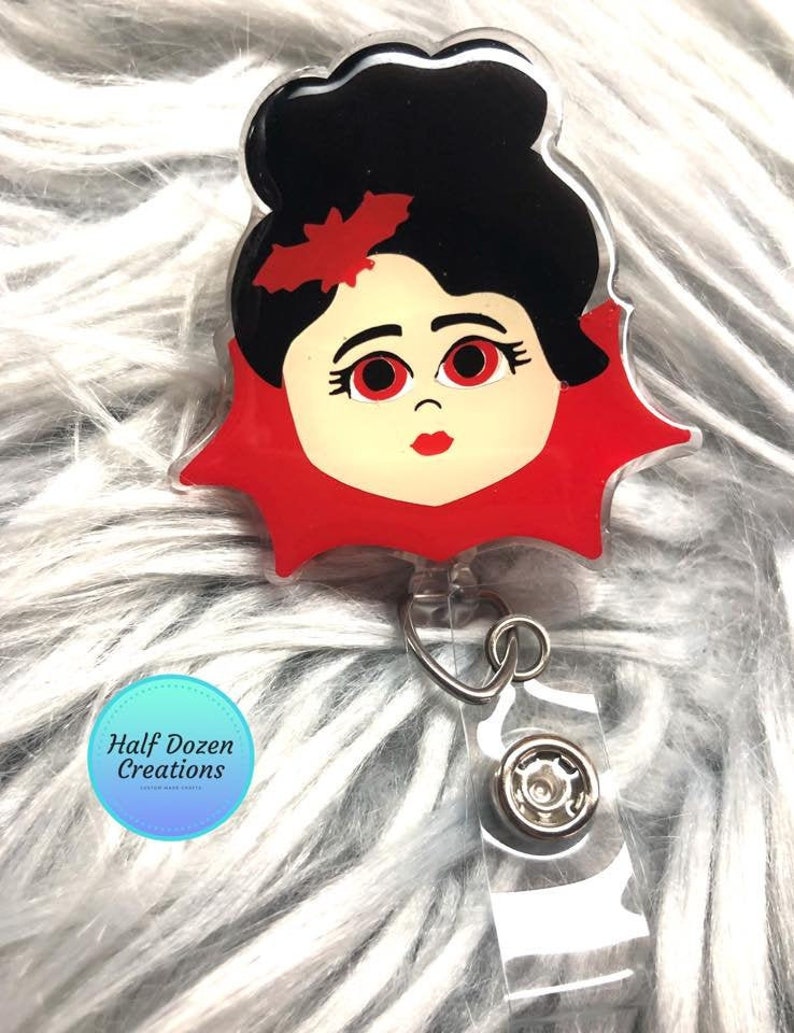 Vampire girl badge reel id badge custom badge personalized | Etsy