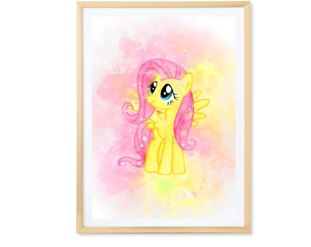 Fluttershy My Little Pony Print, Watercolor PNG Instant Download, SVG ...