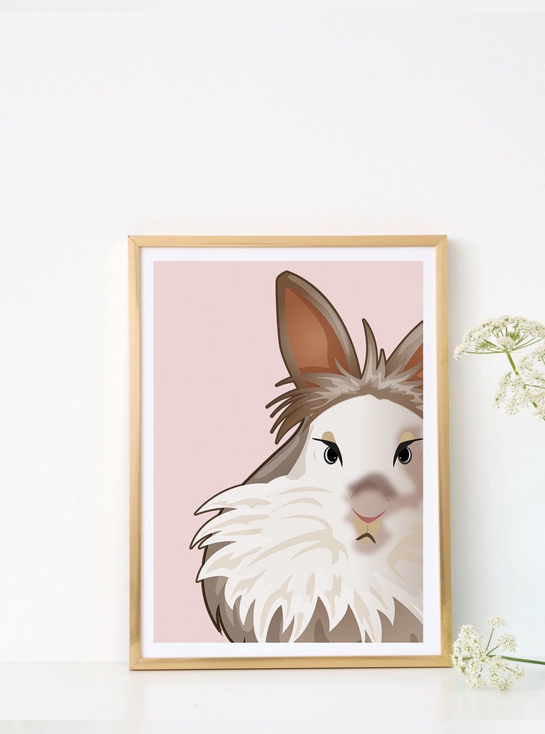Bunny Poster, Cartoon Bunny Wall Art, Nursery Print, Kid Wall Art Decor ...