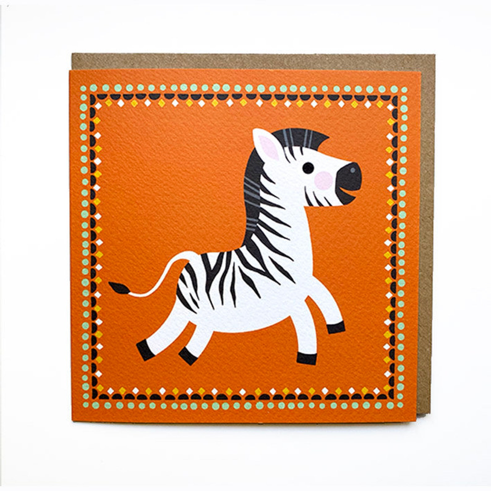 Zebra Square Card Colourful Card Zebra BLANK greeting card birthday ...