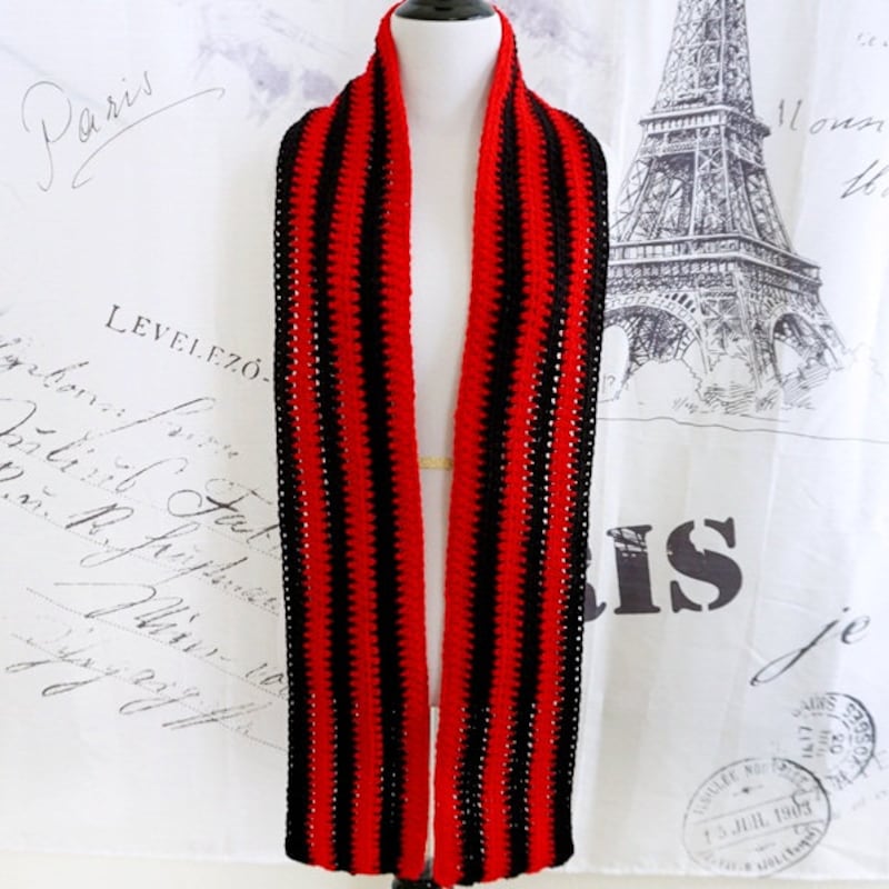 Red and Black Scarf - Etsy