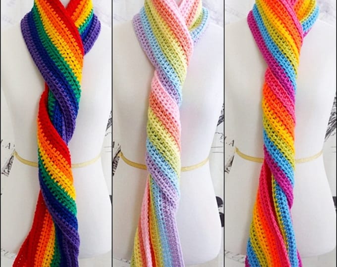 Colorful Crochet Stripped Hippie Scarf Extra Long Boho Scarf Gift Scarf ...