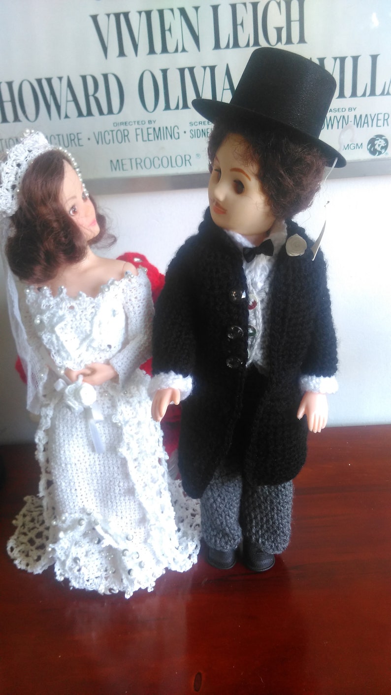 Vintage Bride and Groom Dolls With Hand Made Crochet Clothes - Etsy
