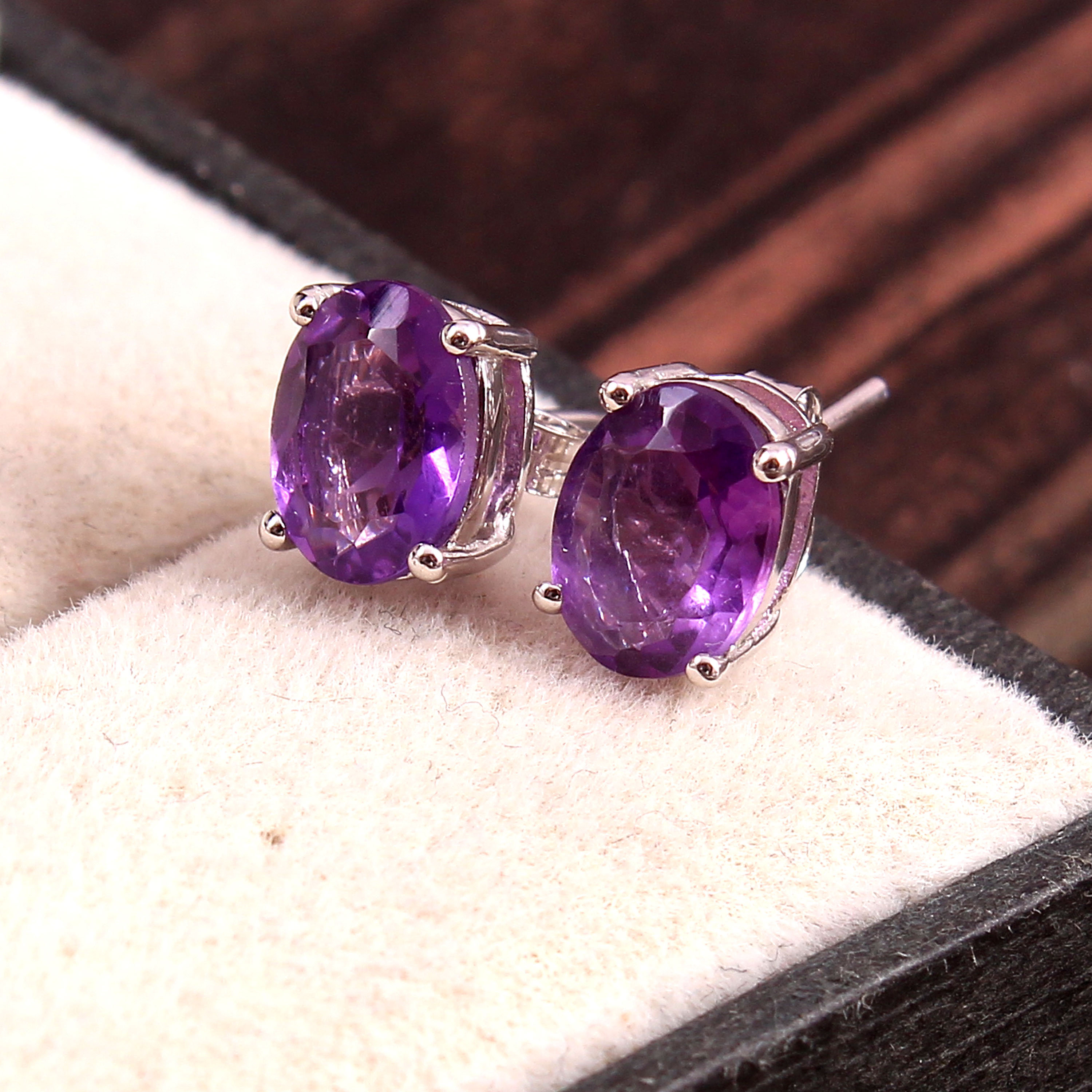 Natural Amethyst Gemstone Earrings 92.5 Sterling Silver | Etsy