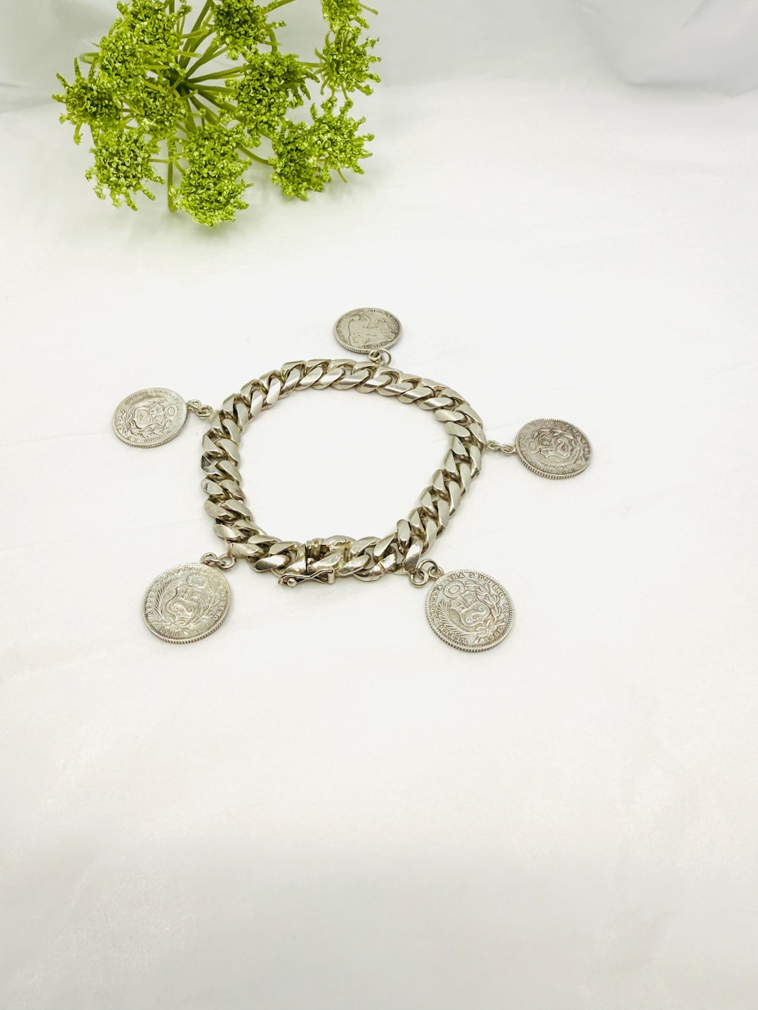 Vintage Sterling Silver Peruvian Coin Bracelet. - Etsy