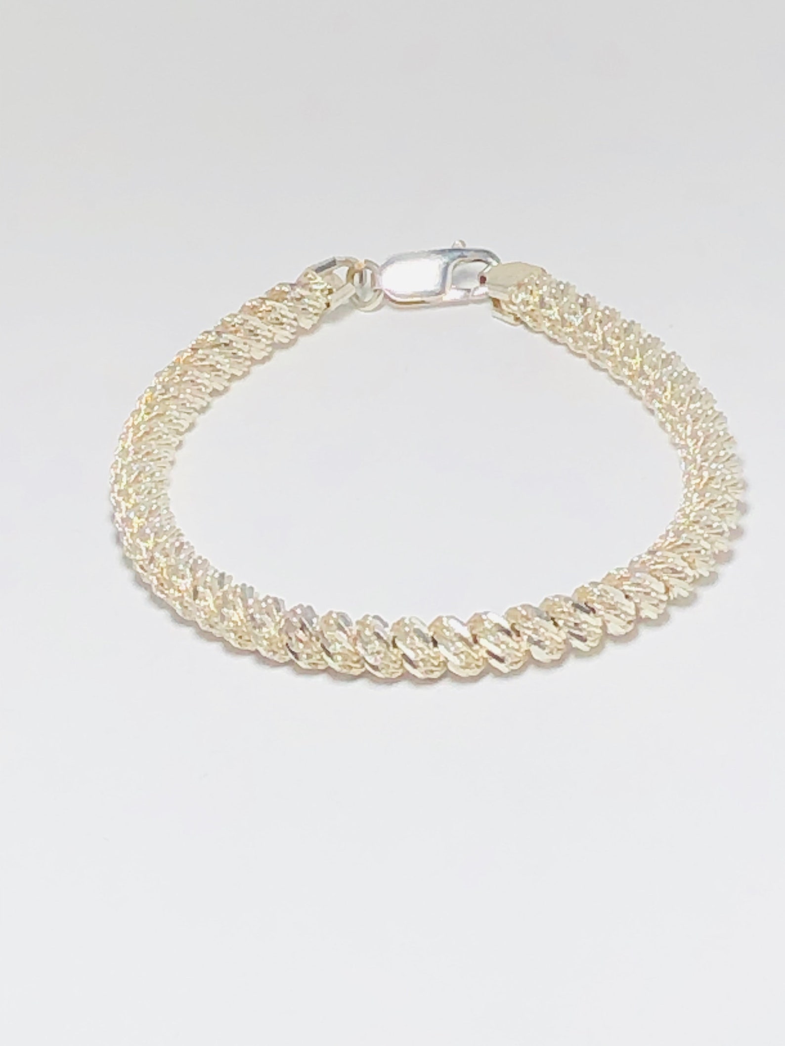 Sterling Silver 925 Twisted Diamond Cut Bracelet. | Etsy