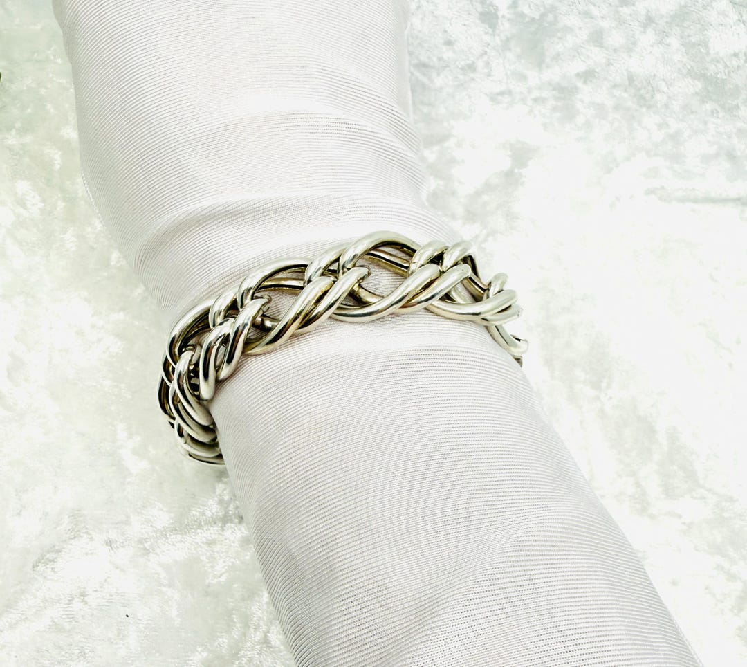 Vintage Silver Chunky Chain Bracelet . - Etsy
