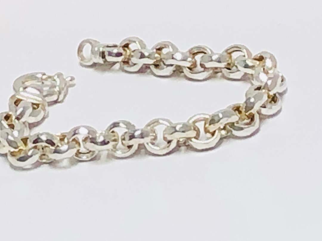 925 Italy Sterling Silver Round Rolo Ring Link Chain Bracelet. - Etsy