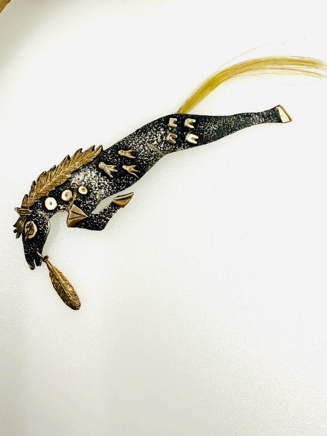 Vintage Michael Little Elk Lakota14k & Sterling Silver Horse Brooch ...