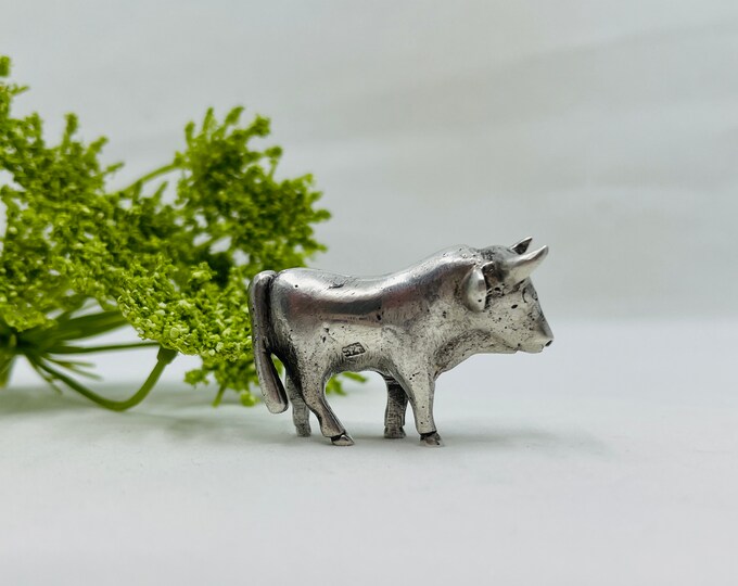 Vintage Sterling Silver Rare Bull Figure . - Etsy
