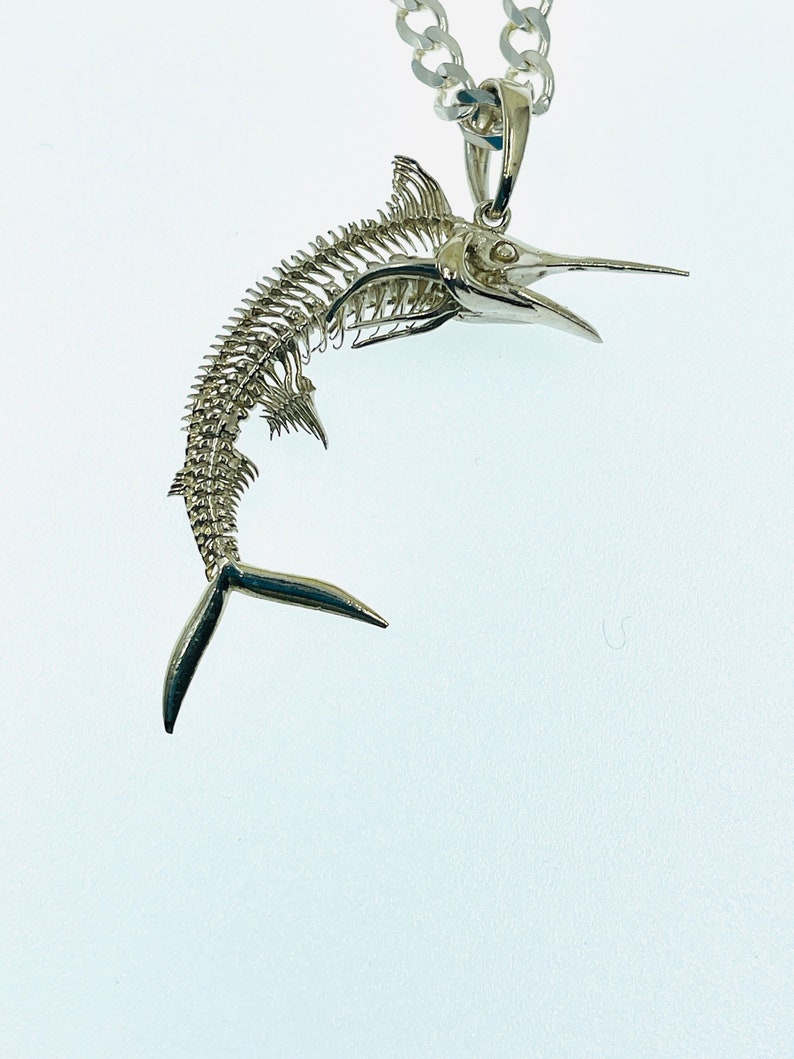 Large Sterling Silver Marlin Fish Pendant /necklace. - Etsy