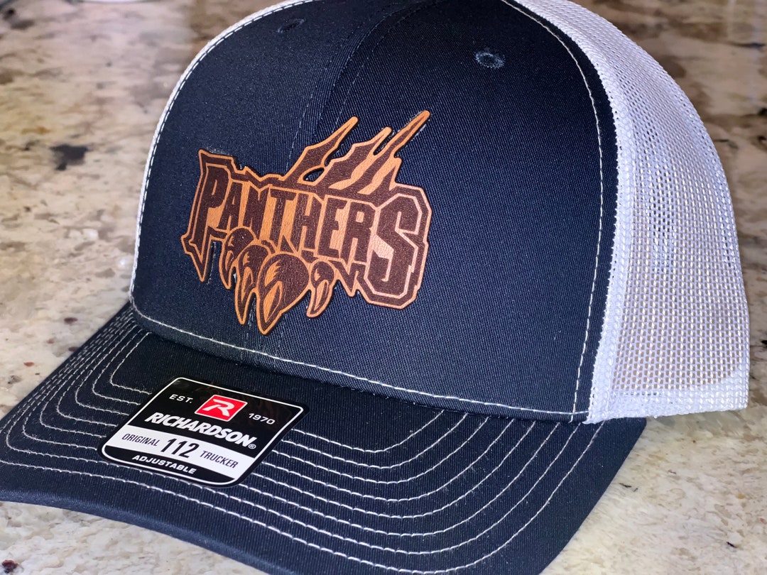Panthers Leather Patch Hat/ School Logo Leather Patch Hat - Etsy