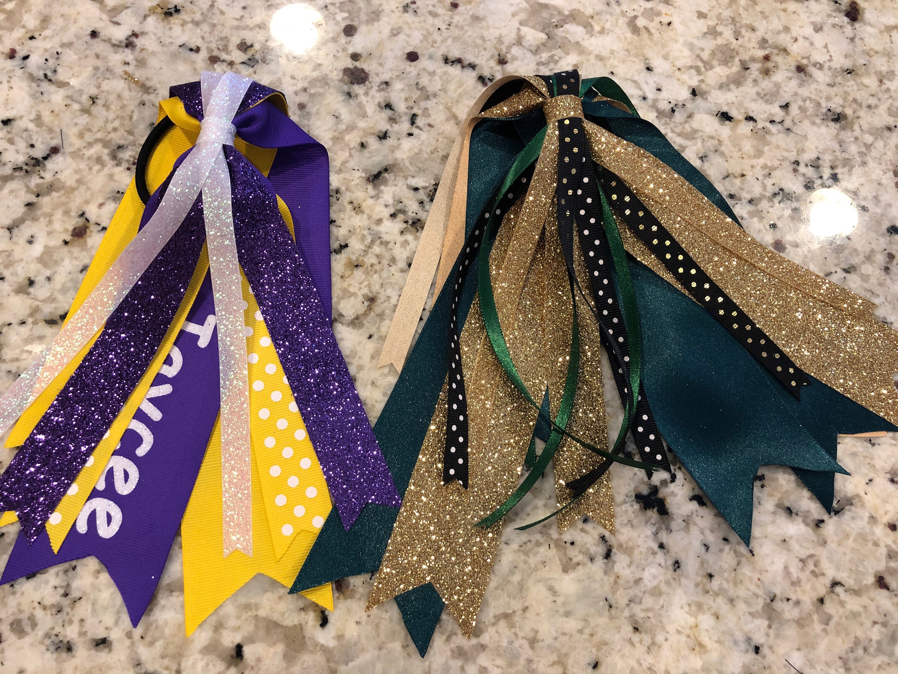 Sports Bow/pony O/ Hair Streamer/glitter Hair Bow/ Softball Bow ...