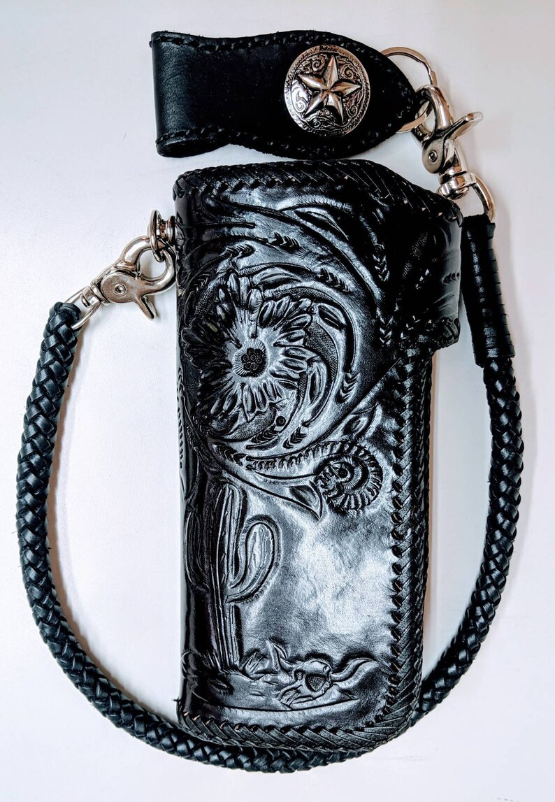 Hand Tooled Biker Chain Wallet Trucker Motorcycle Style All - Etsy