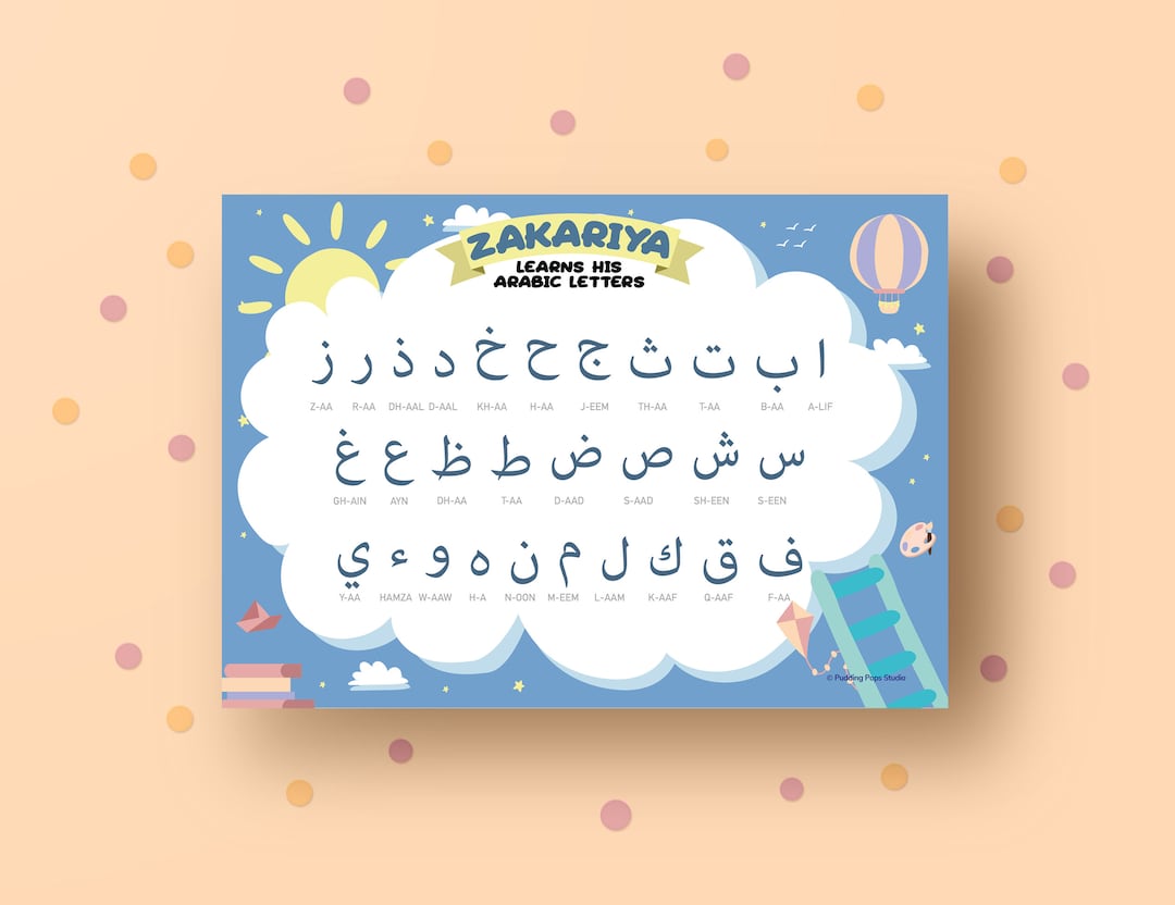 Personalised Wipeable Arabic Alphabets Mats | Kids Learn Arabic Letters ...