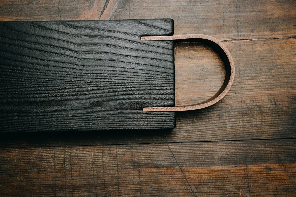 Cutting Board Black Burned Wood Yakisugi Handmade Plate for Sushi Wood ...