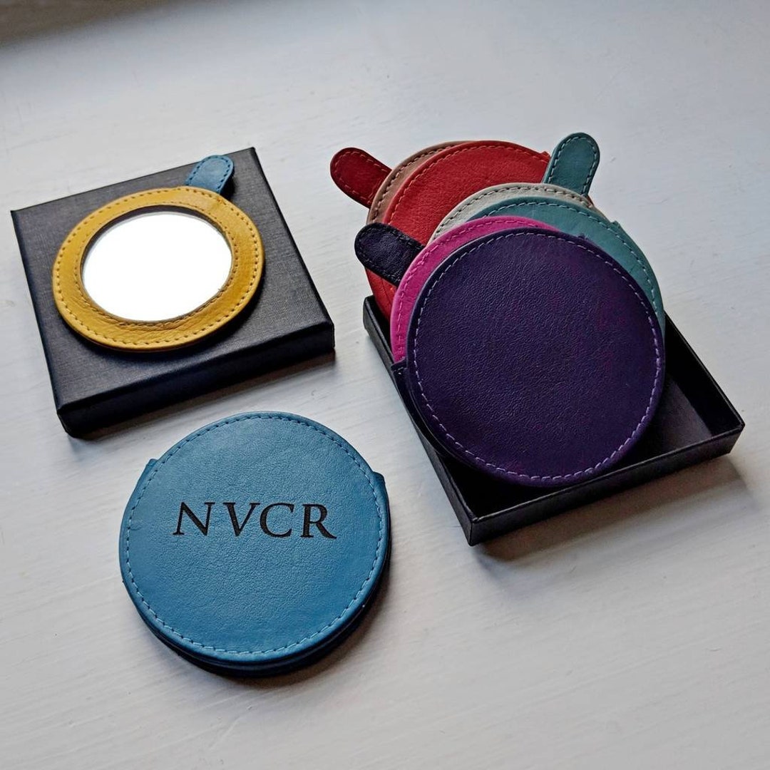 Leather Compact Mirror With Personalisation - Etsy