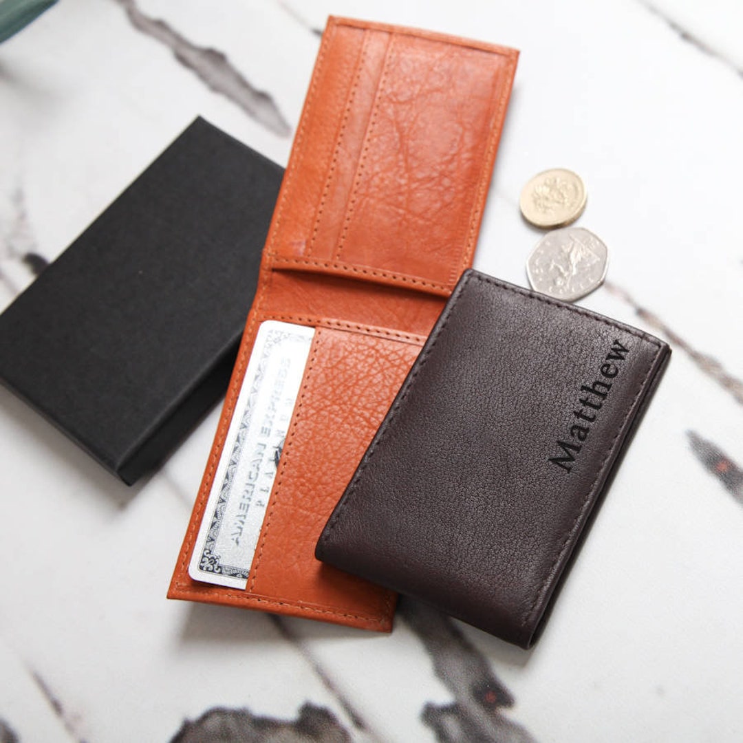Men's Mini Leather Wallet With Laser Engraving Personalisation - Etsy