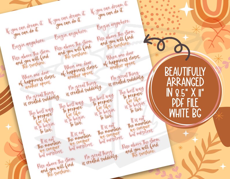 Boho Inspirational Quotes PDF and PNG Files Vol 5 Positive - Etsy