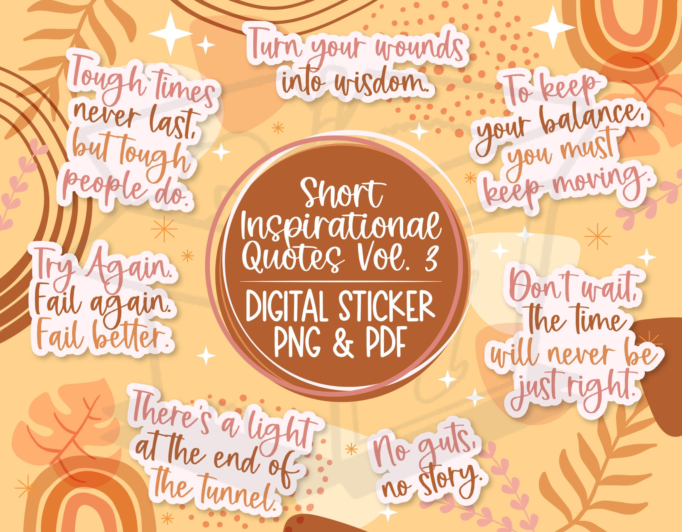 Boho Inspirational Quotes PDF and PNG Files Vol 3 Positive Motivational ...
