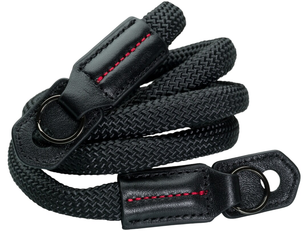 Black Rope Camera Neck Strap Red Highlight Stitching W/ Nappa Leather ...