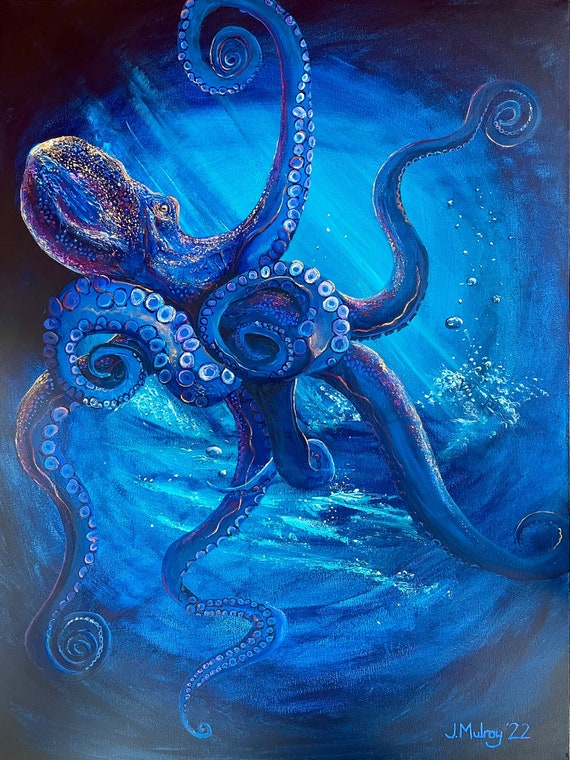 Blue Octopus Painting