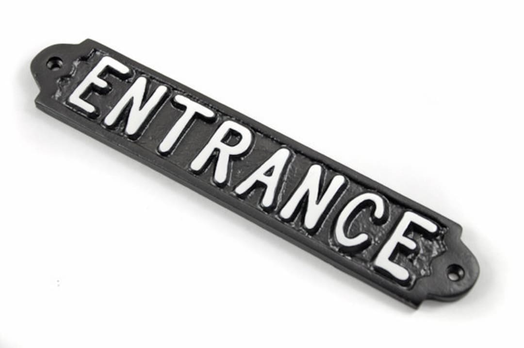 Cast Iron Black Entrance Sign / Door Sign / Gate Sign - Etsy UK