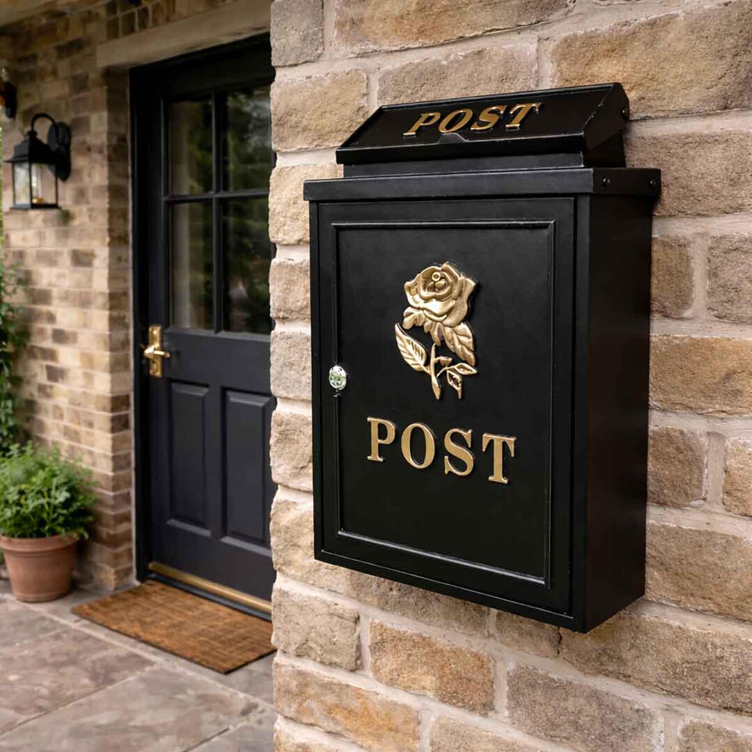 Rose Wall Mounted Post Box - Gold Finish - Etsy
