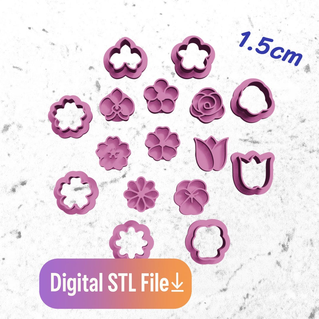 Mini Flower Stamp and Cutter 3D Print Models (STL Files) - Etsy