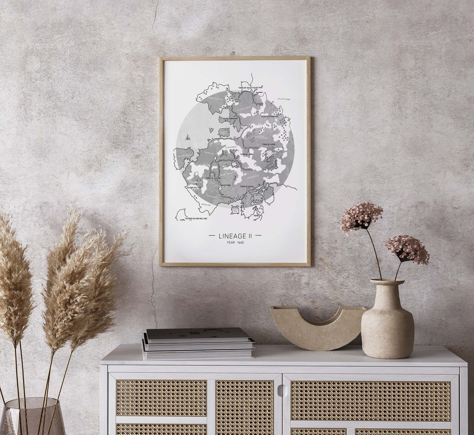 Lineage II Map Art Print: Cartographic Game Poster (digital Download ...