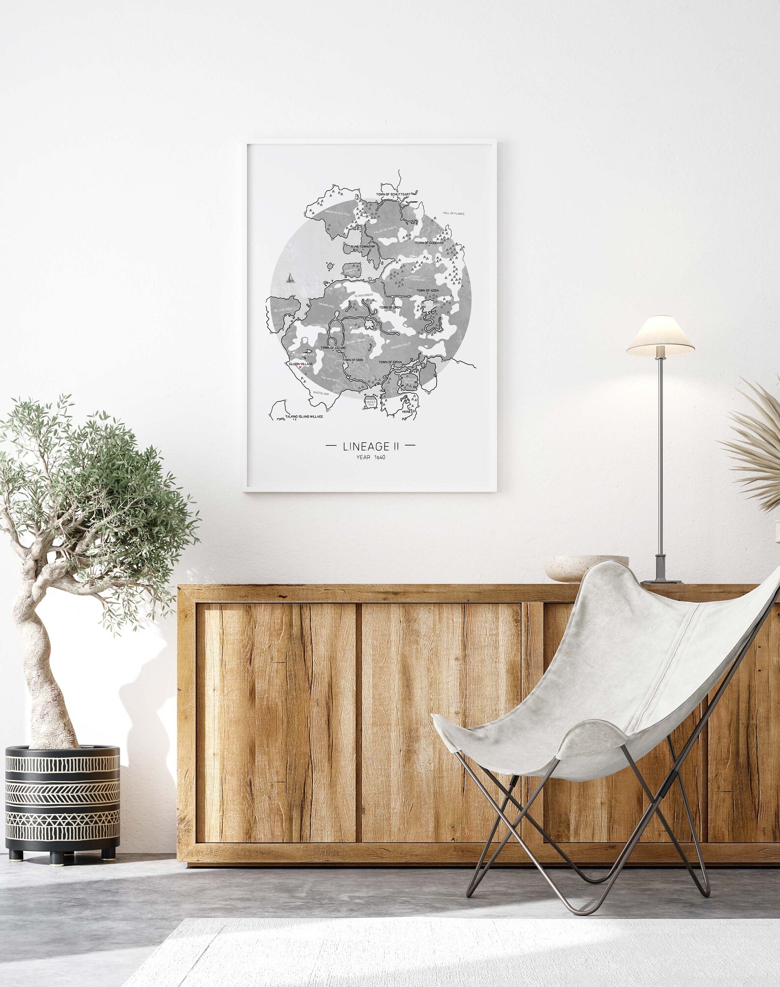Lineage II Map Art Print: Cartographic Game Poster (digital Download ...
