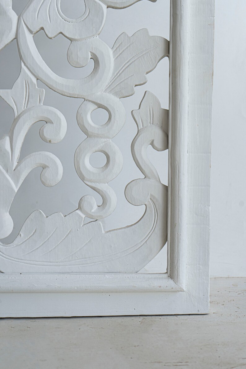 Set of 2 White Wood Carving Handcrafted MDF Wall Art Hanging - Etsy