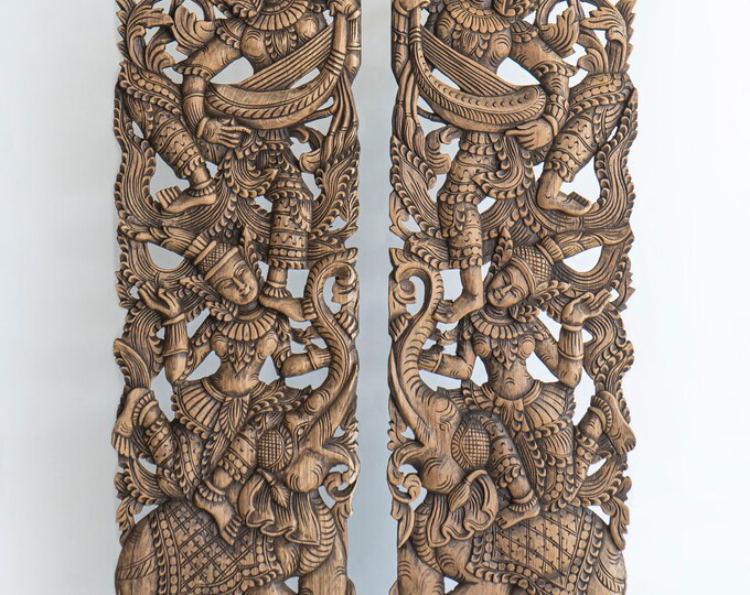 Vintage Inspired Indian Wall Panel, Carved Wooden Wall Panel, Rustic ...