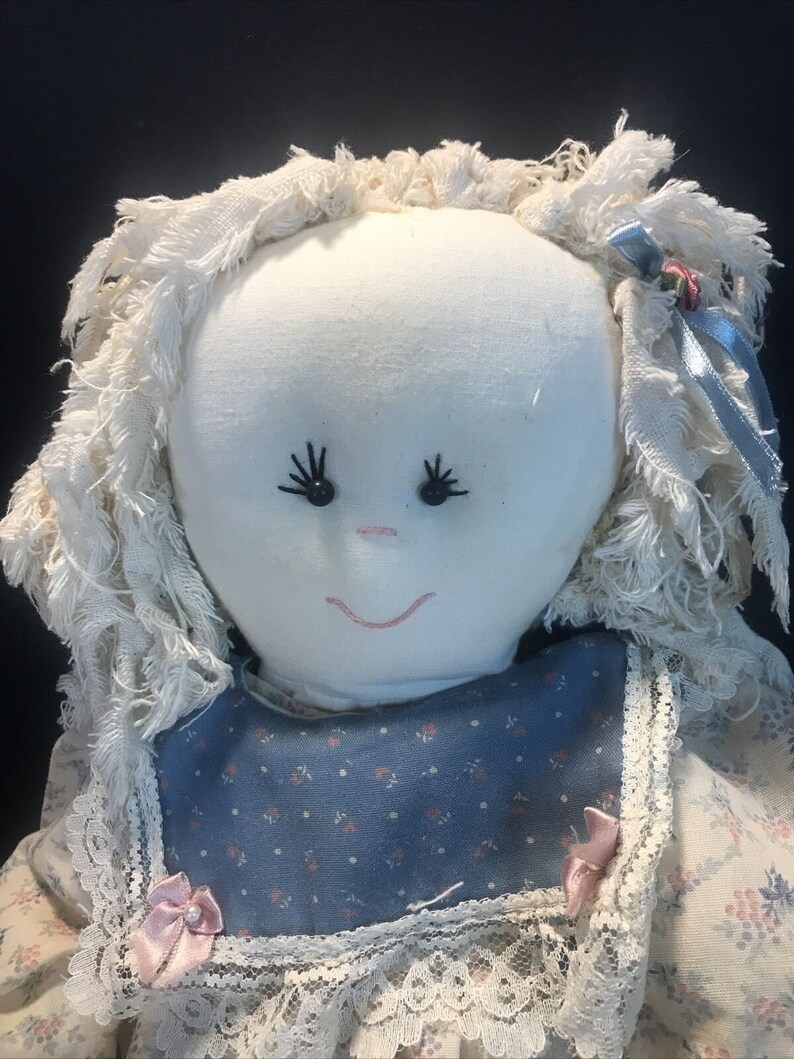 Vintage Rag Doll Handmade 22" Tall Hand Sewn Clothes and Body Folk Art ...