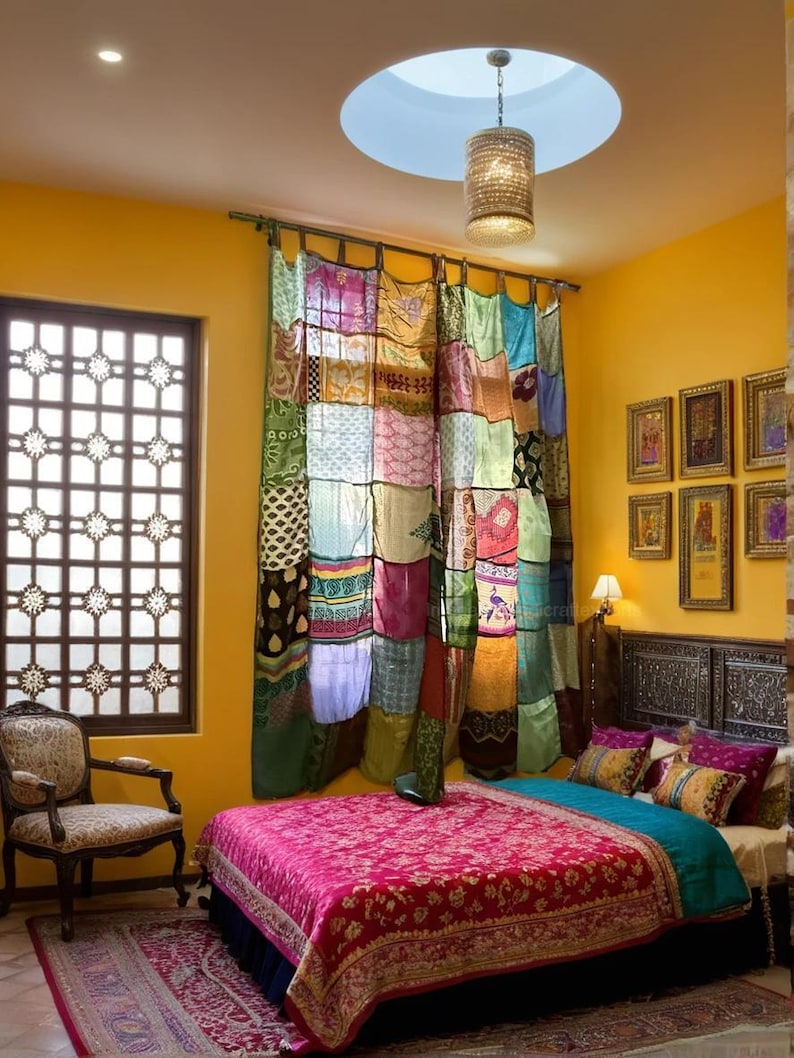 Handmade Recycled Sari Window Curtains – Colorful Eco-friendly Drapes ...