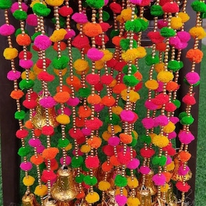 Bell String Garland for Decoration Wedding & Party Backdrop String, Pom ...